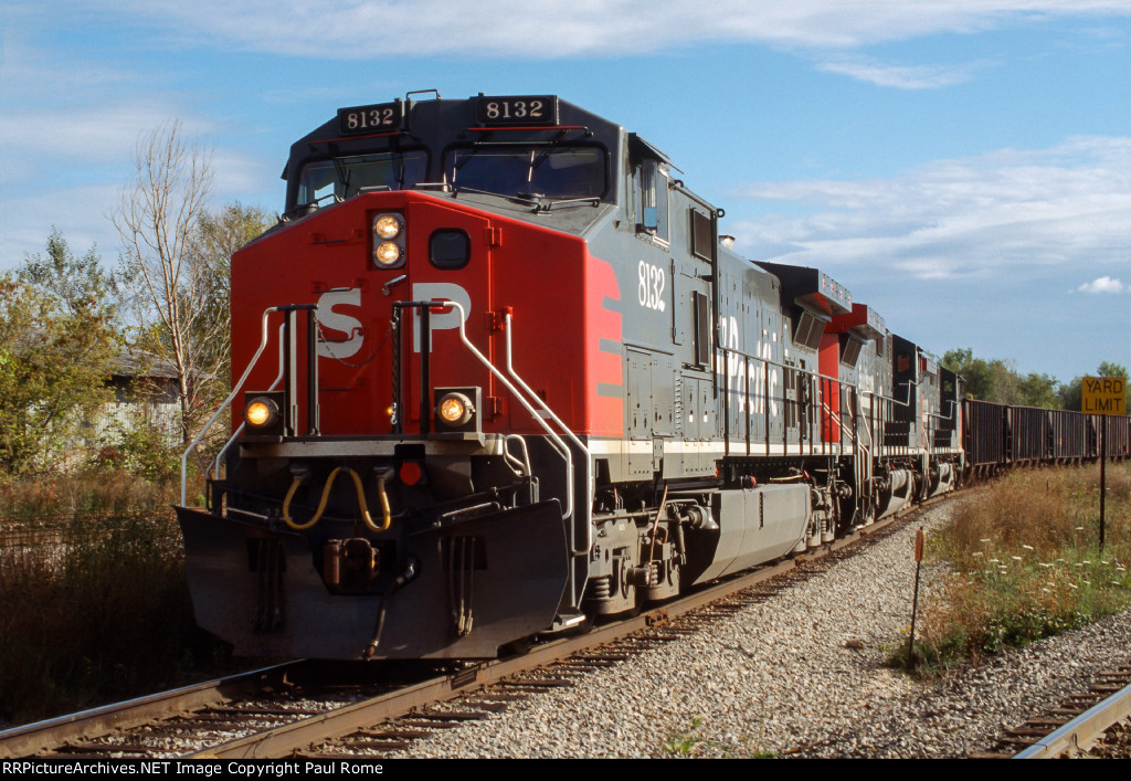 SP 8132, GE C44-9W with two other Dash-9's leading an ore empty northbound on the WC